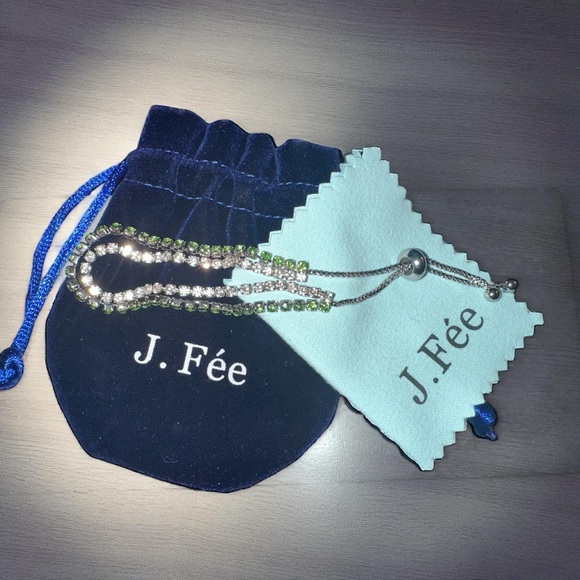 Jewelry | J Fe Adjustable 5acz Silver And Green Bracelet | Poshmark